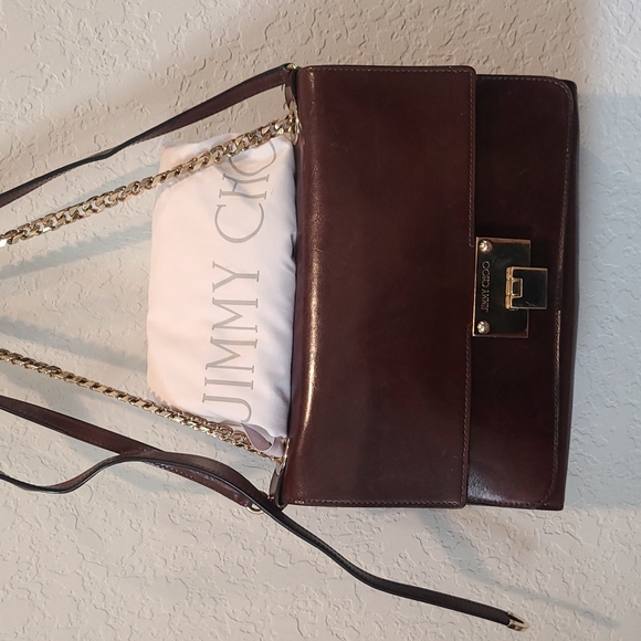 Jimmy Choo | Bags | Elegant Jimmy Choo Brown Distressed Leather Bag ...